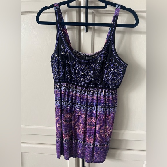 Angie | Tops | 30 Angie Boho Style Black Purple And Blue Top | Poshmark
